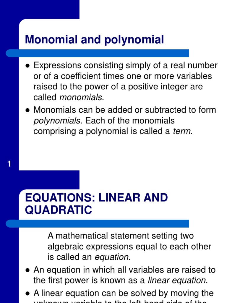 Monomial and Polynomial: Polynomials. Each of The Monomials | PDF ...