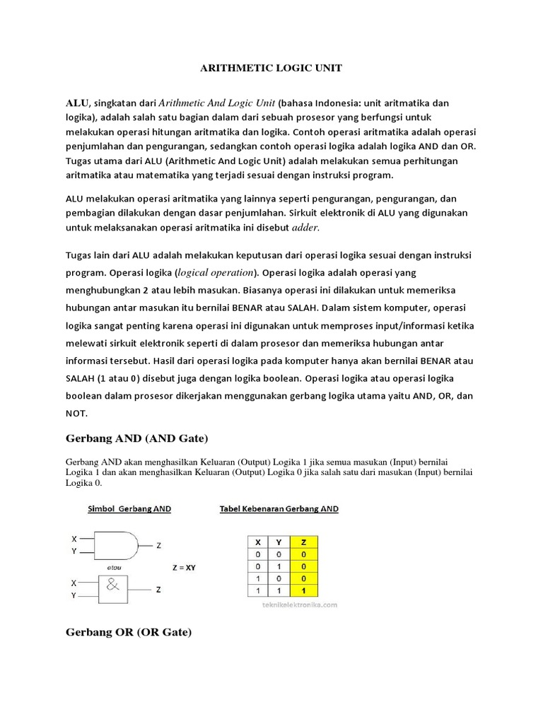 Arithmetic Logic Unit | PDF | Komputer