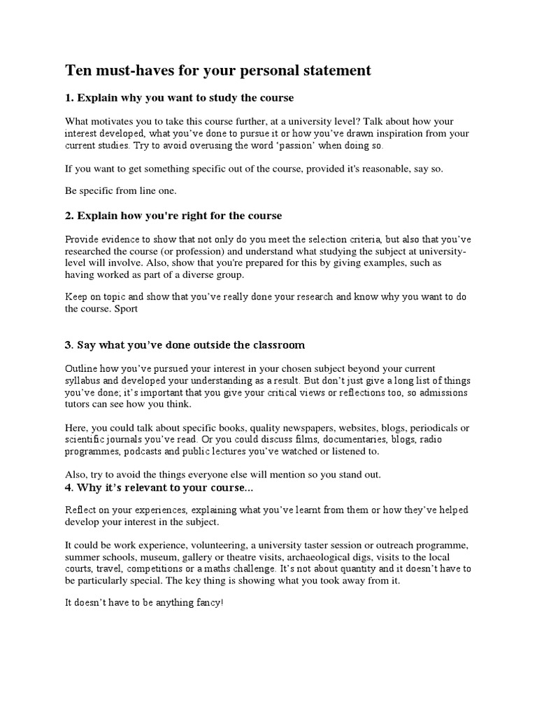 Writing Personal Statement | PDF | Cognition | Behavior Modification