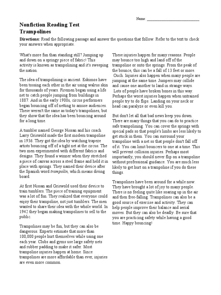 Nonfiction Reading Test Chess | PDF