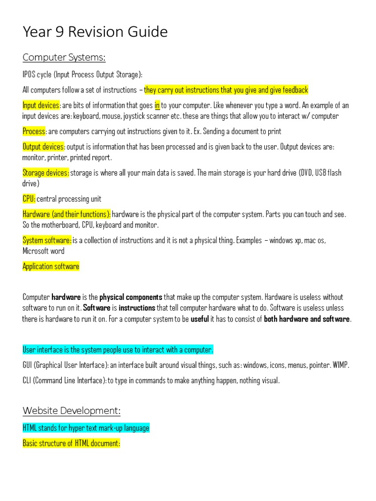 Ict Revisoin | PDF | Computer Hardware | Html