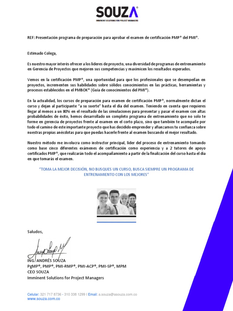 Certificacion PMP Brochure | PDF | Profesional en el manejo de ...