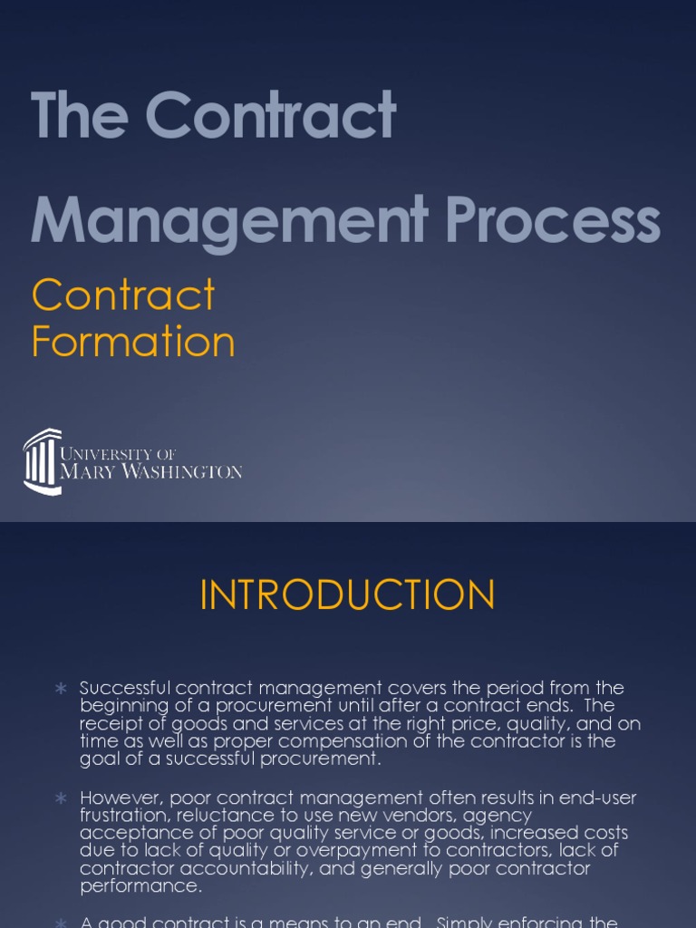 The Contract Management Process Contract Formation | PDF | Contractual ...
