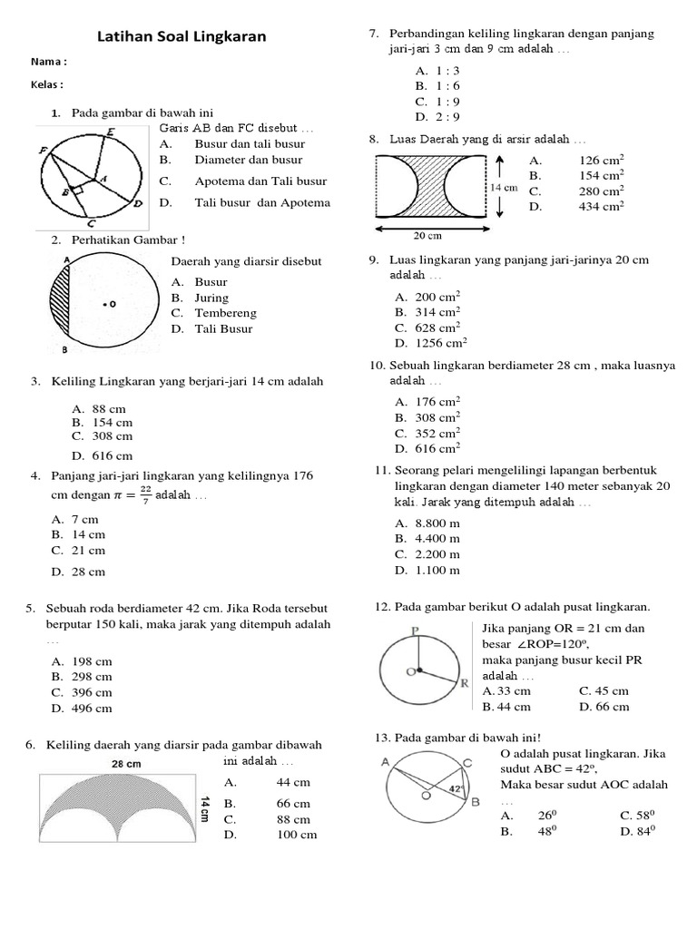 Latihan Soal Lingkaran | PDF