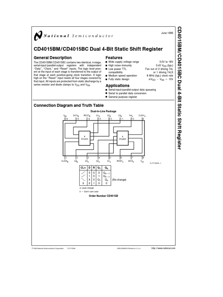 CD4015 | PDF | Electrical Engineering | Electronic Engineering