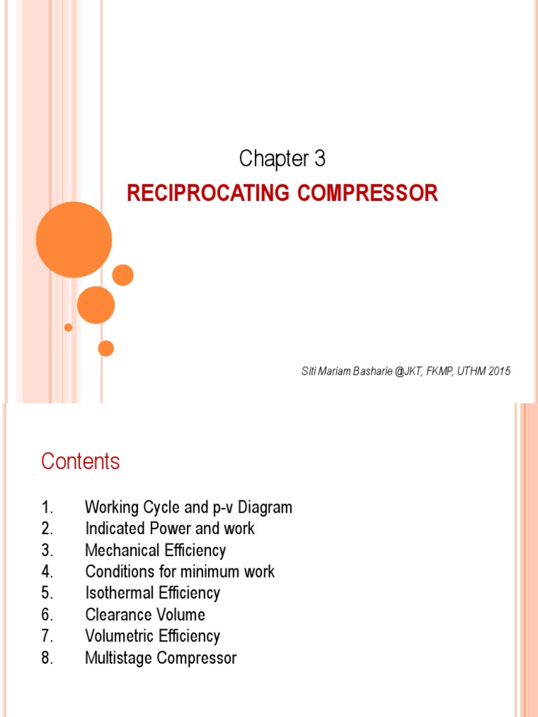 Chapter 3 RECIPROCATING COMPRESSOR | PDF | Cylinder (Engine) | Internal ...
