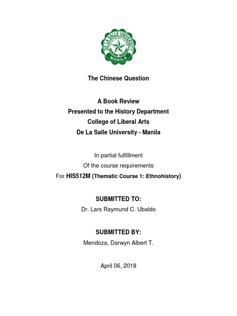 Book Review - The Chinese Question. | PDF | Sibling | Philippines