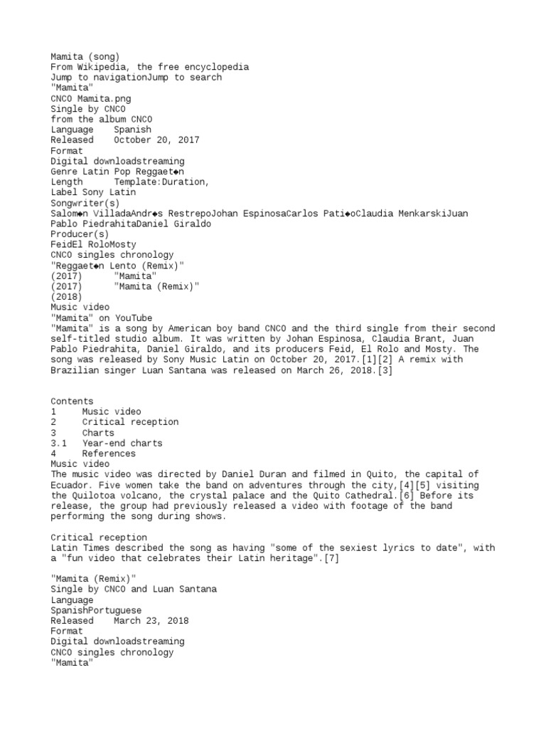 Mamita Pdf Pop Music Recorded Music