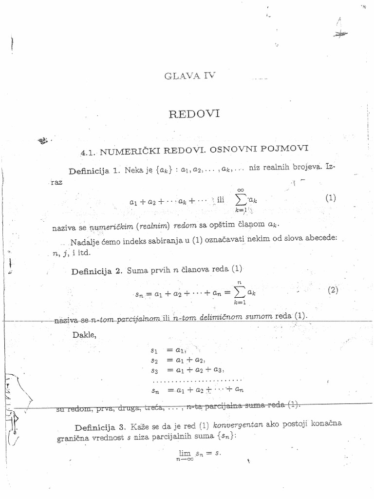 REDOVI - Numericki Redovi I Osnovni Pojmovi | PDF