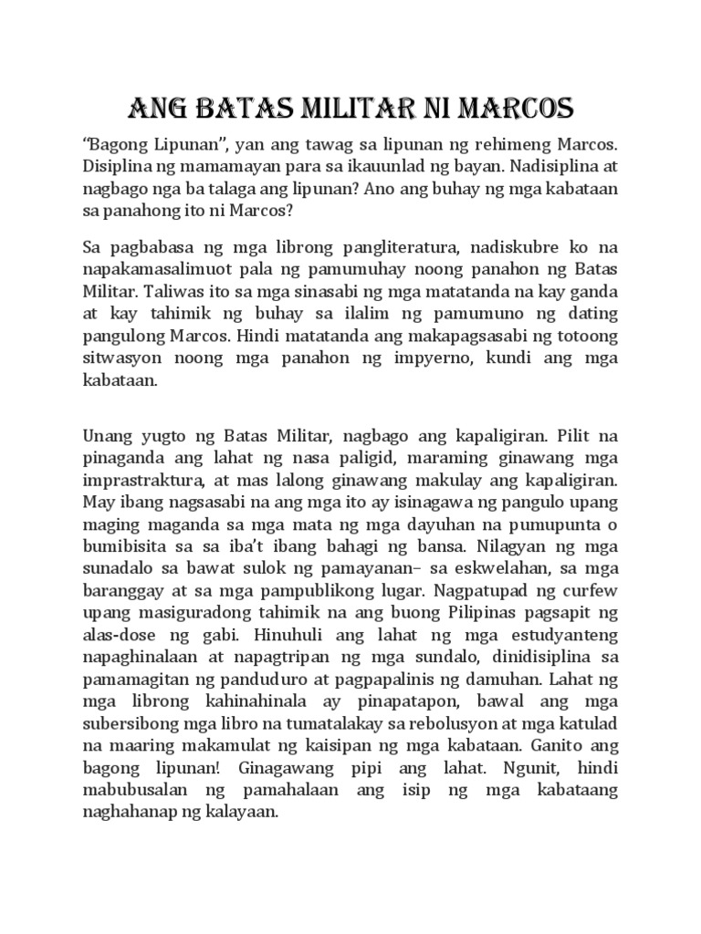 Ang Batas Militar Ni Marcos | PDF