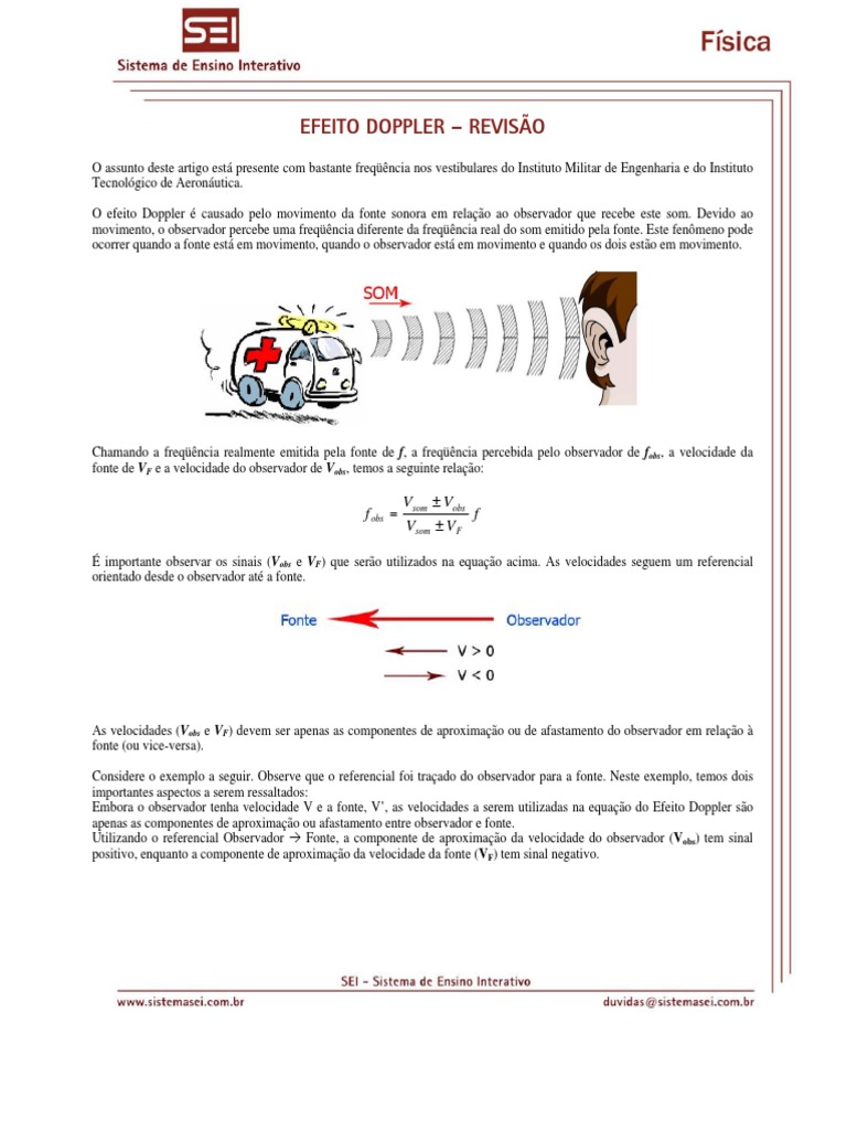 Efeito Doppler PDF | PDF | Efeito Doppler | Som