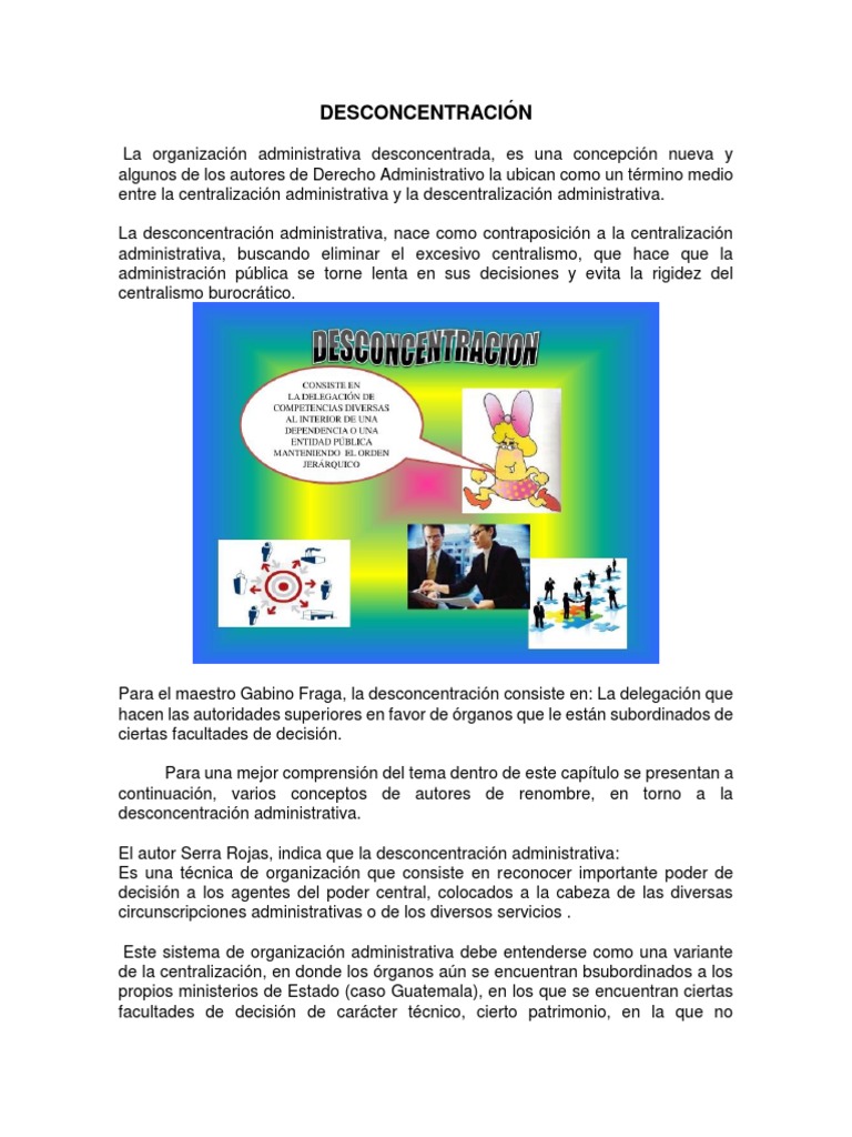 DESCONCENTRACIÓN | PDF | Descentralización | Administración Pública