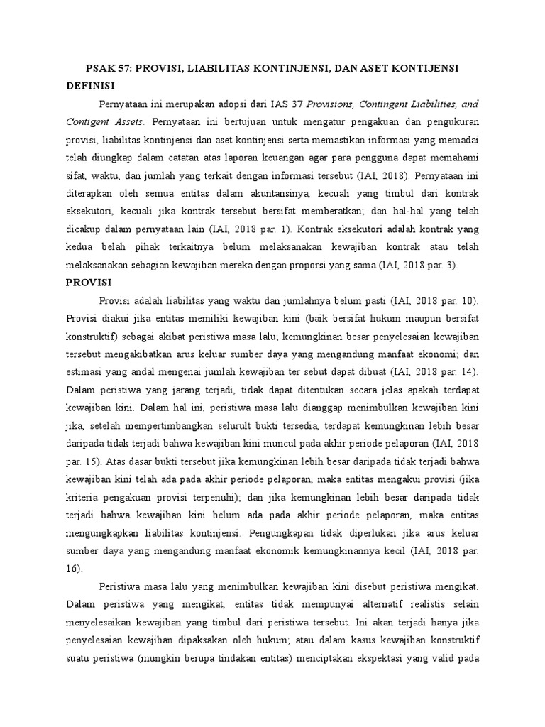 Provisi dan Liabilitas Kontinjensi dalam PSAK 57 | PDF | Bisnis