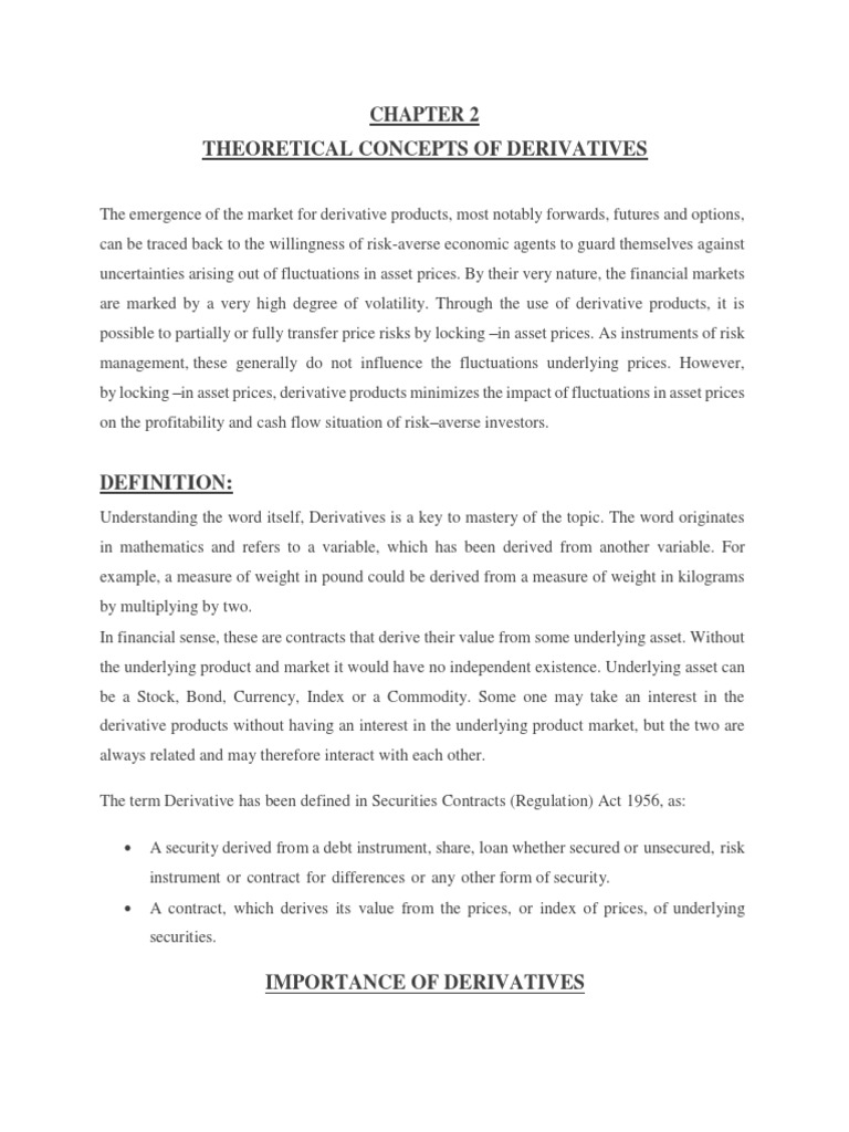 Theoretical Concepts of Derivatives | PDF | Derivative (Finance ...