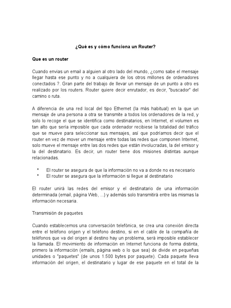 ¿Qué Es y Cómo Funciona Un Router? | PDF | Enrutador (Computación ...