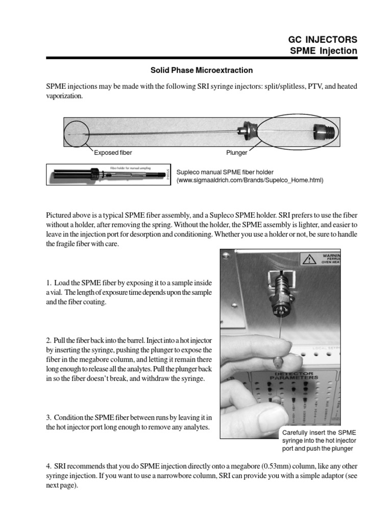 Solid Phase Microextraction (SPME) Injection Techniques for Gas ...