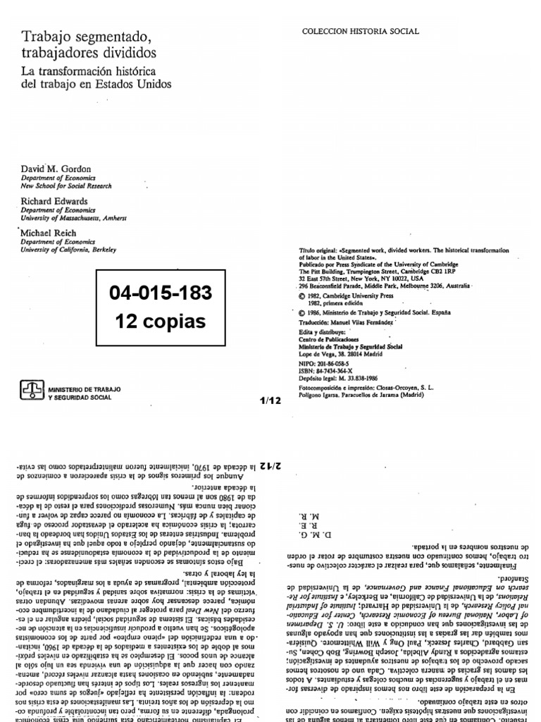 Gordon Edwards Reich - Trabajo Segmentado (Capítulo 5) PDF | PDF