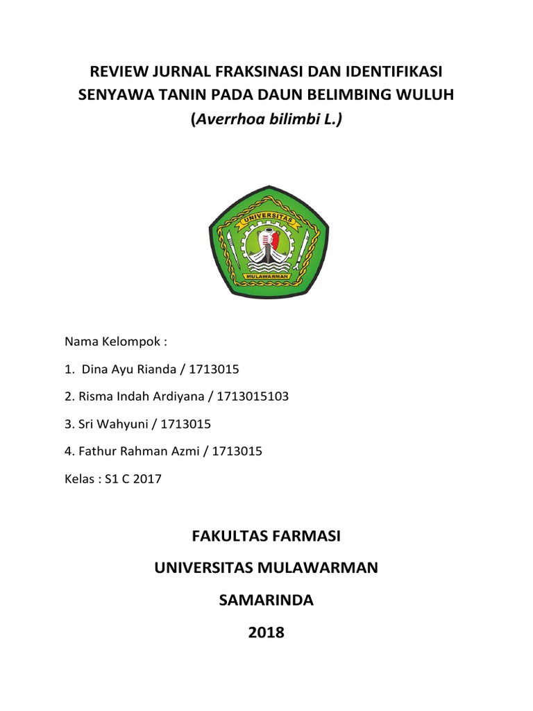 Review Jurnal Fraksinasi Dan Identifikasi Senyawa Tanin Pada Daun ...