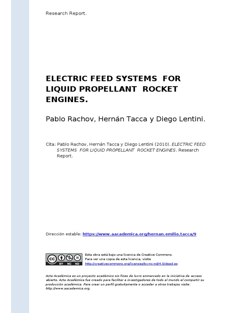 Electric Feed Systems For Liquid Propellant Rocket Engines PDF | PDF ...