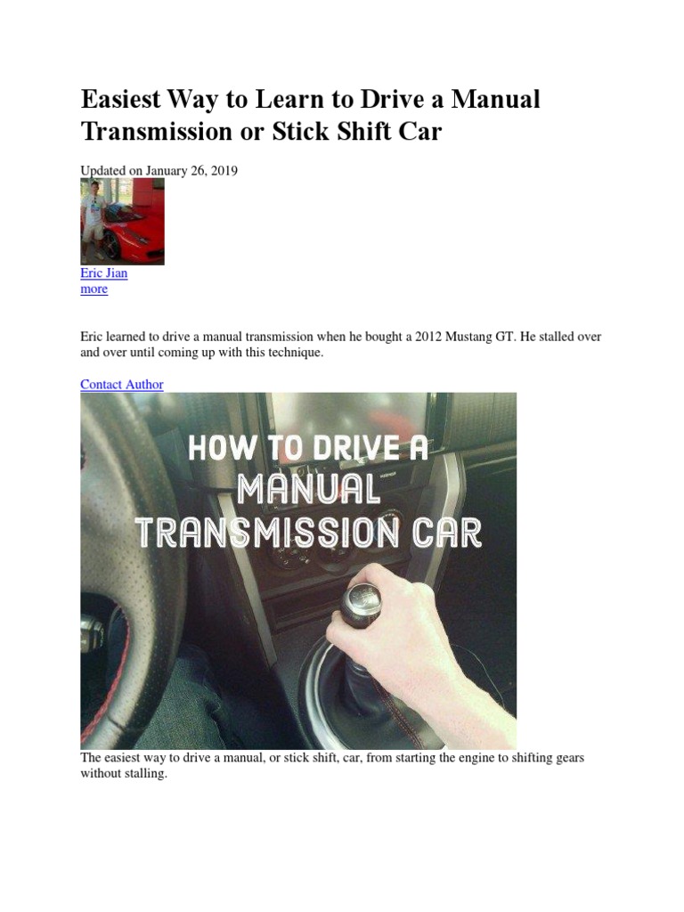How To Drive Manual Cars | PDF | Manual Transmission | Automatic ...