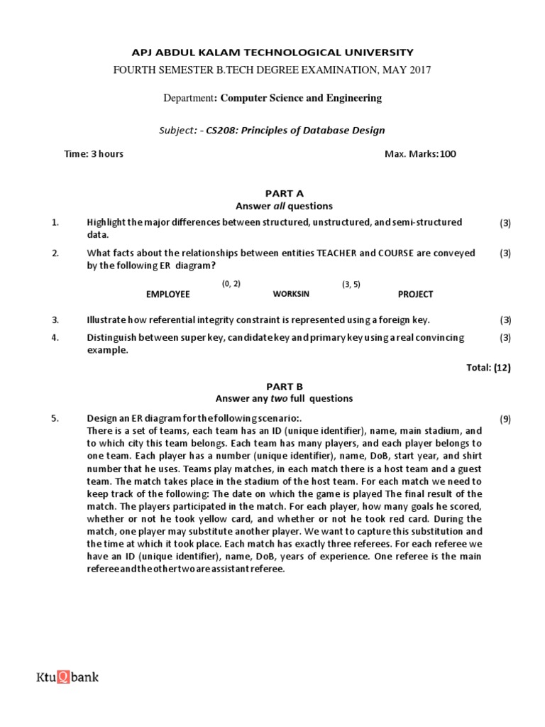 1 Cs208 Principles Of Database Design Model Qp Pdf Software 6900