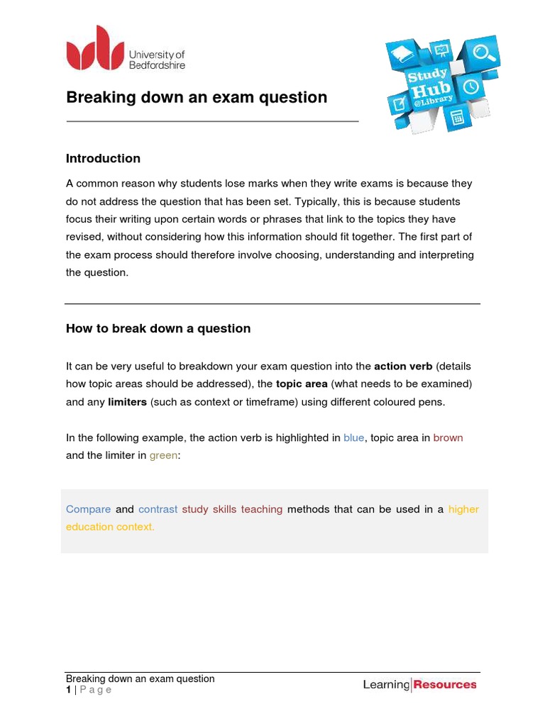 Breaking Down An Exam Question: Green | PDF | Study Skills | Question