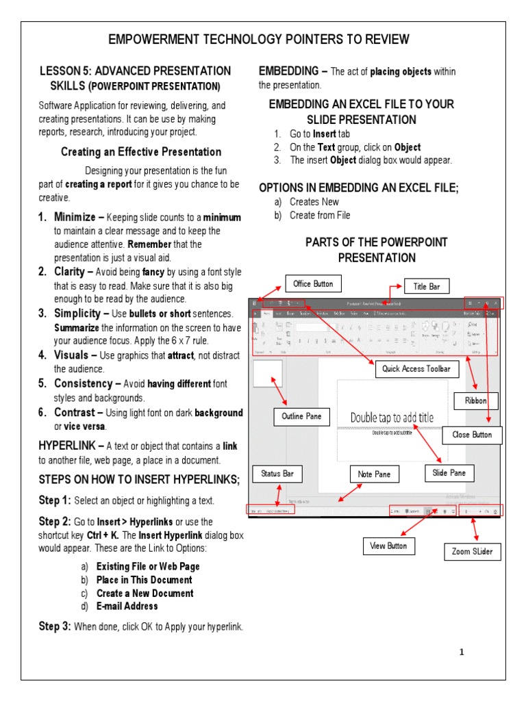 EMP TECH POINTERS TO REVIEW 4th | PDF | Hyperlink | Microsoft Excel