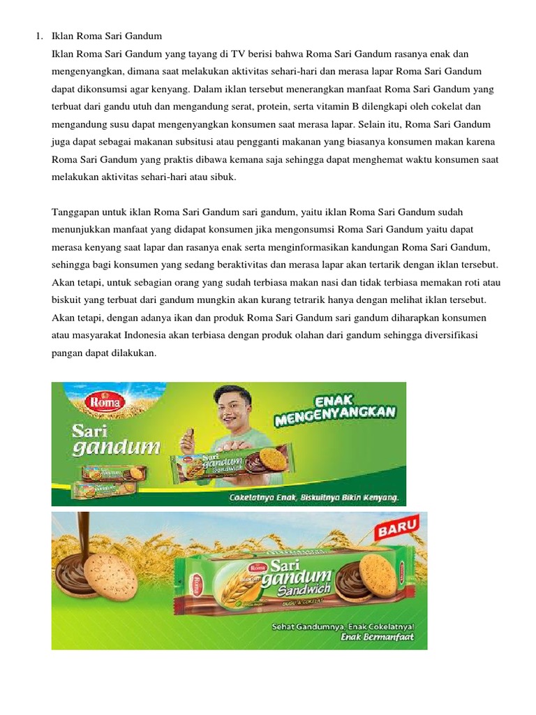 Iklan Roma Sari Gandum, DLL Permen | PDF