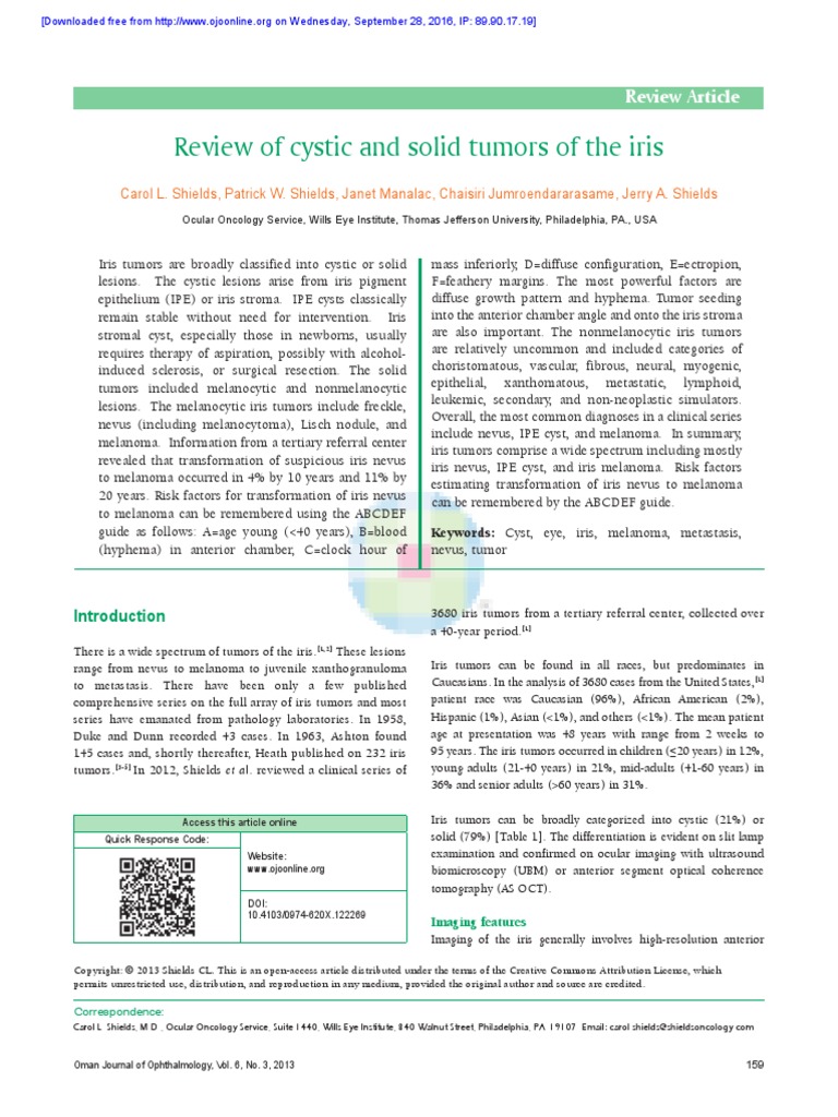 Review of Cystic and Solid Tumor | PDF | Melanoma | Metastasis