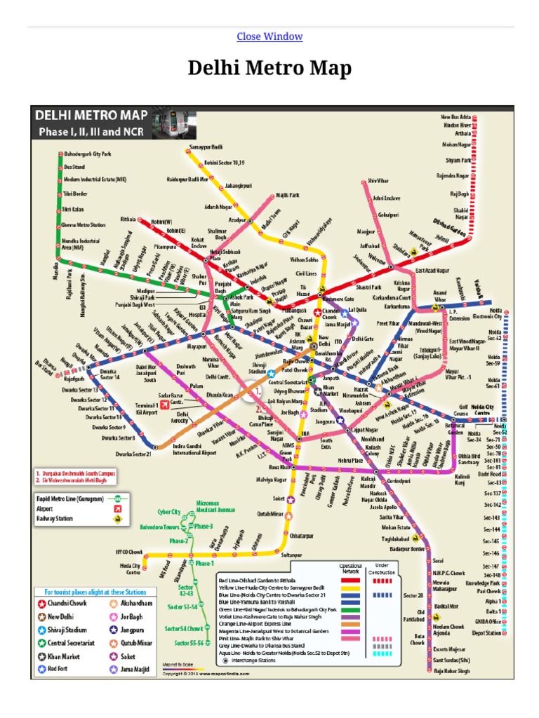 Delhi Metro Map: Close Window | PDF