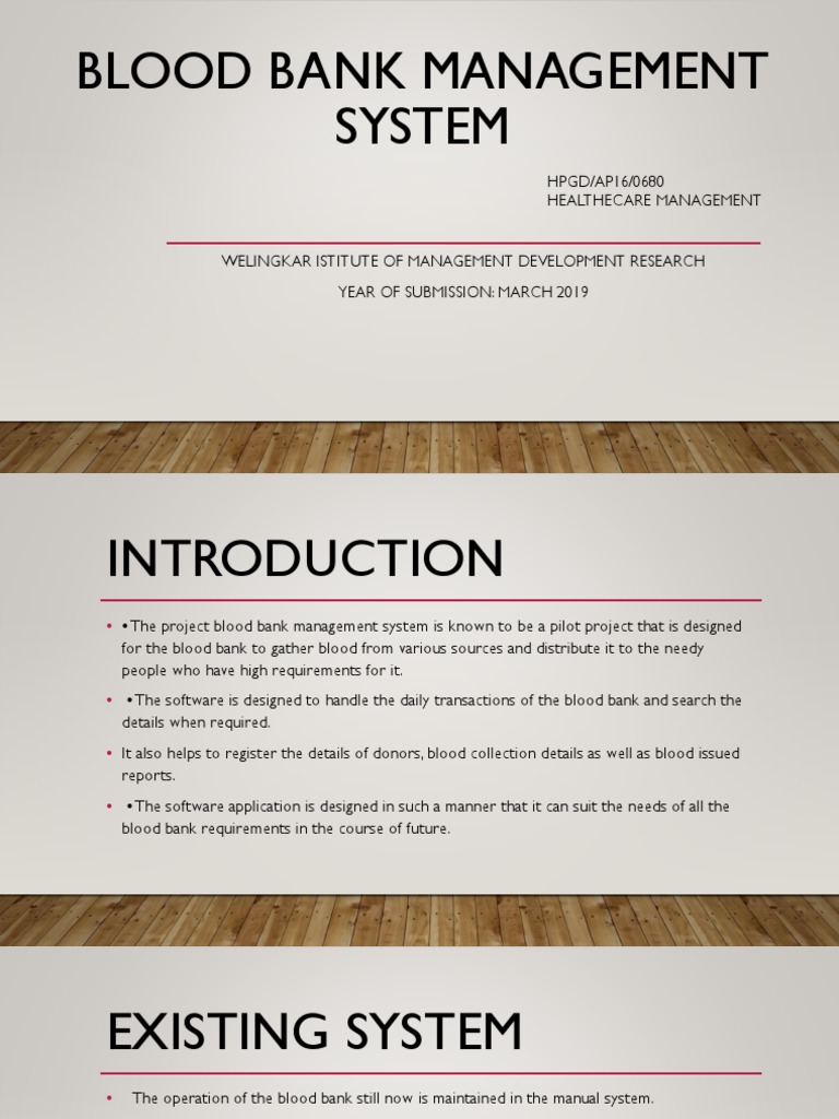 Blood Bank Management System Overview | PDF | Blood Donation | Computing
