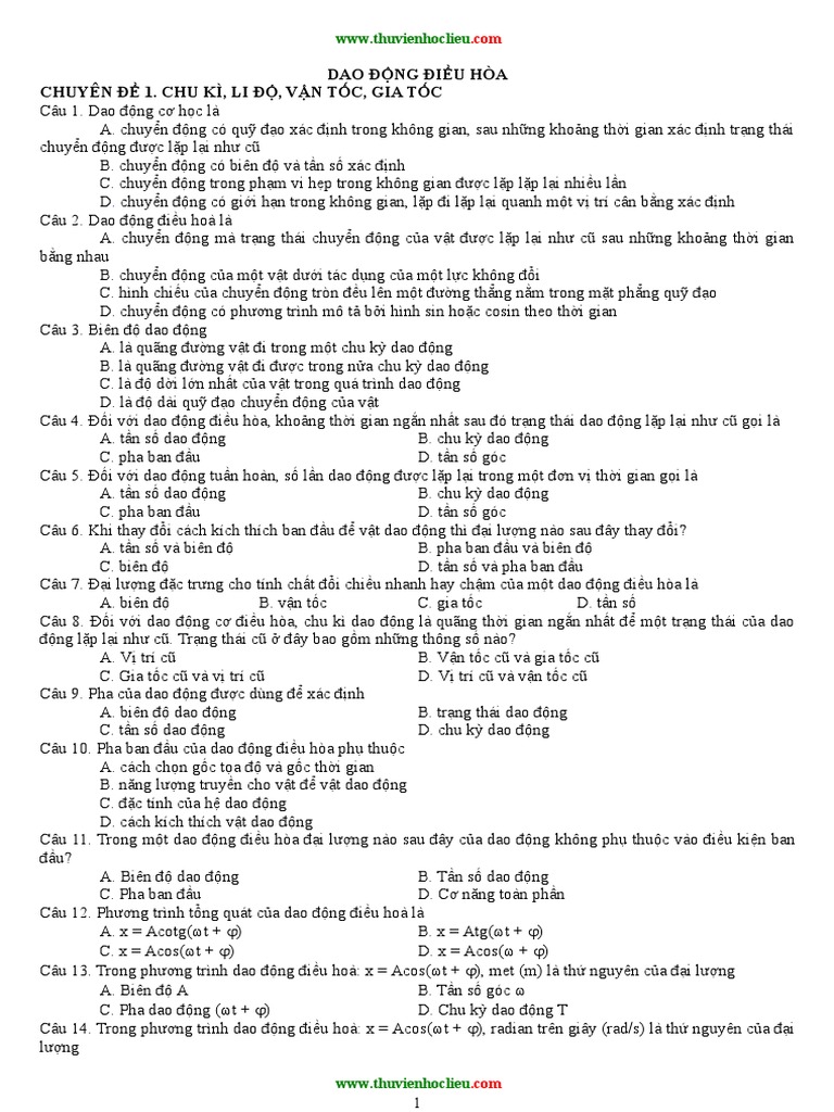 Chuyen de Ly Thuyet Vat Ly 12 | PDF