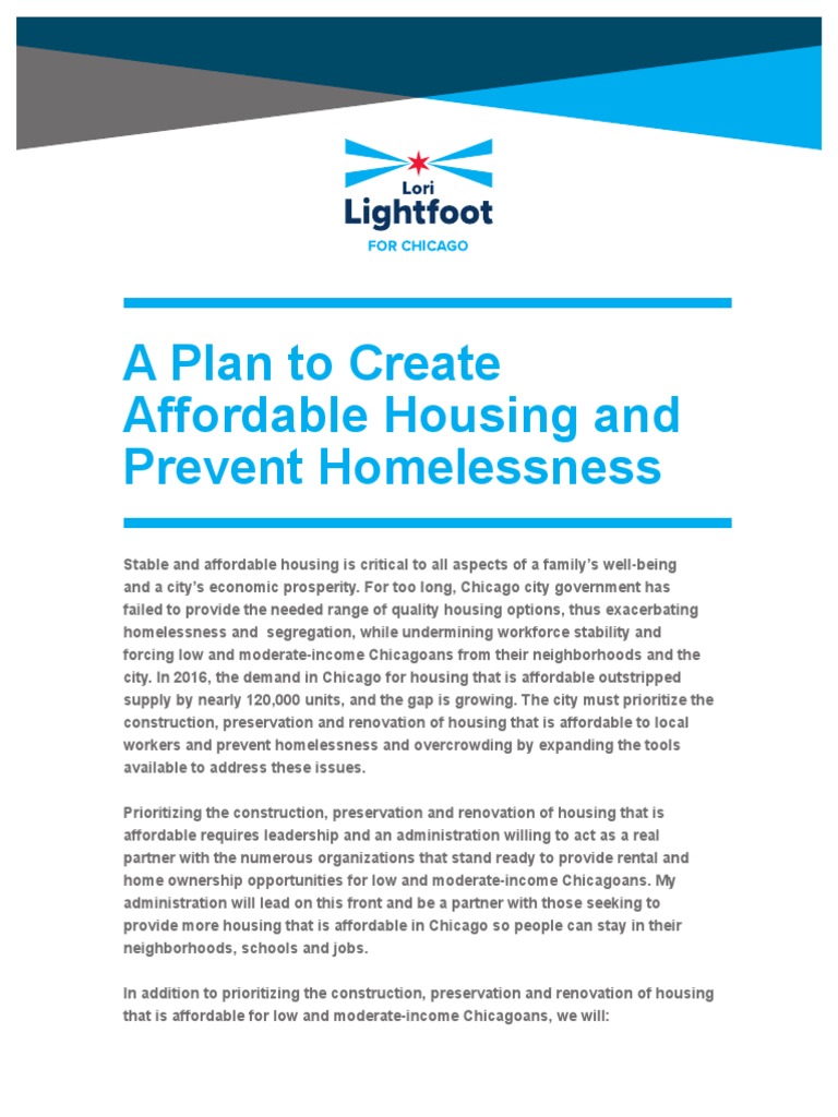 Lightfoot Affordable Housing and Homelessness Policy | PDF | Affordable ...