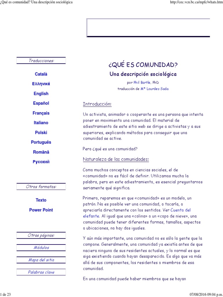¿Qué Es Comunidad?: Una descripción sociológica | Sociedad | Sociología
