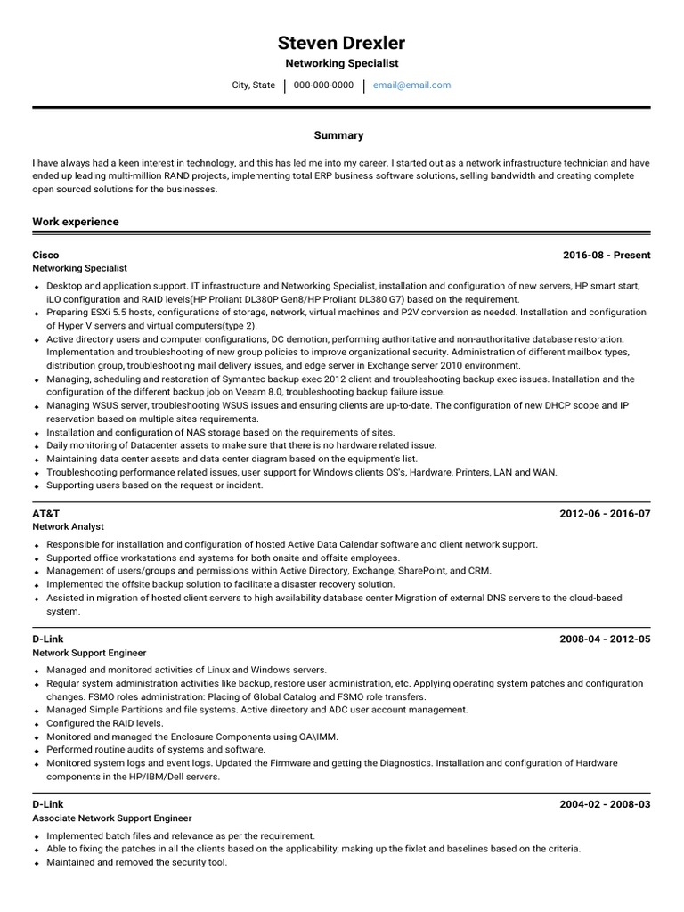 Examples Three Visualcv Resume | PDF | Active Directory | Computer Network