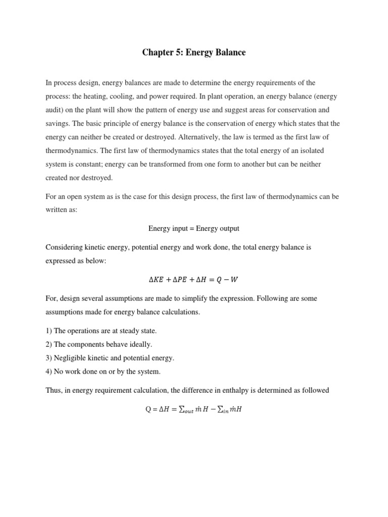 Chapter 5: Energy Balance | Download Free PDF | Distillation | Heat