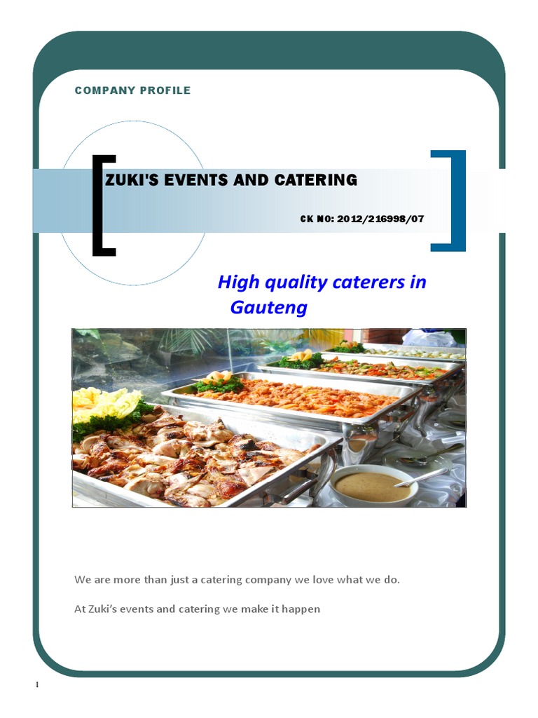 Zuki's Events and Catering Profile | PDF | Menu | Restaurant And Catering