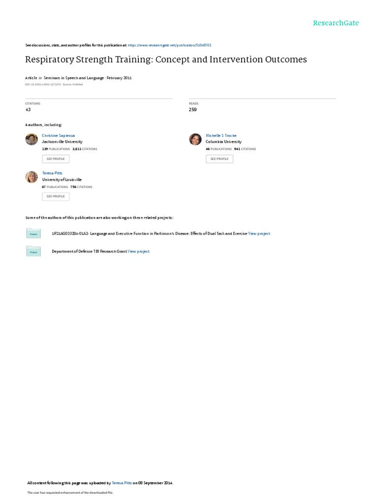 Respiratory Strength Training: Concept and Intervention Outcomes | PDF ...