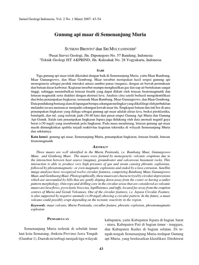 Gunung Api Maar di Semenanjung Muria | PDF