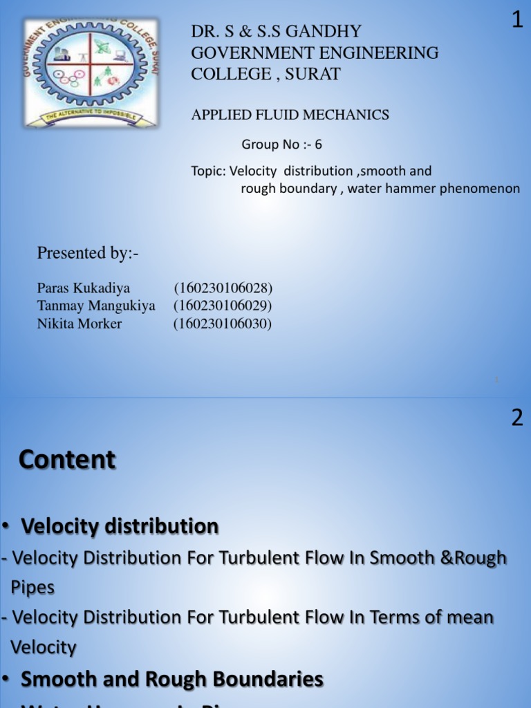 Dr. S & S.S Gandhy Government Engineering College, Surat: Applied Fluid ...