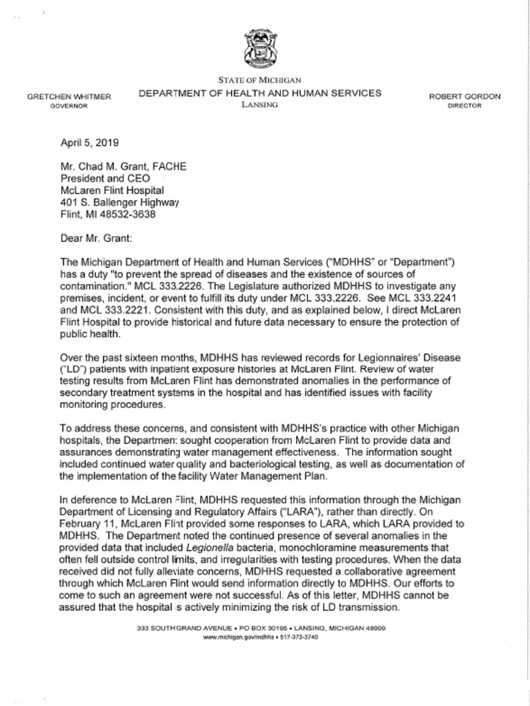 McLaren Flint Hospital Letter | PDF