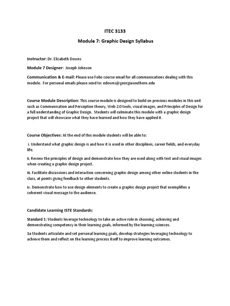 ITEC 3133 Module 7: Graphic Design Syllabus: Instructor Module 7 ...