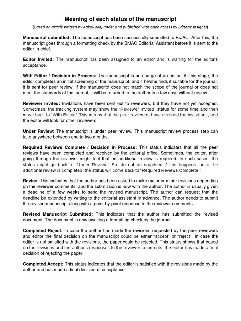 Meaning of Each Status of The Manuscript | PDF | Academic Journal ...