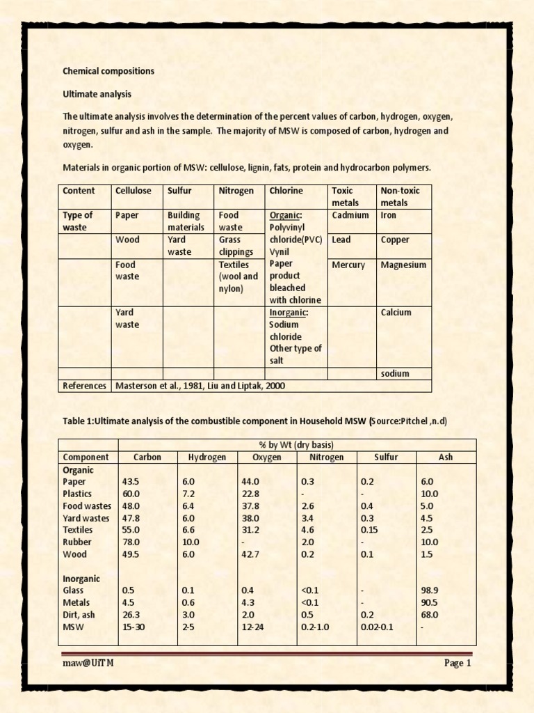 Example Chemical and Biological Composition | PDF | Municipal Solid ...