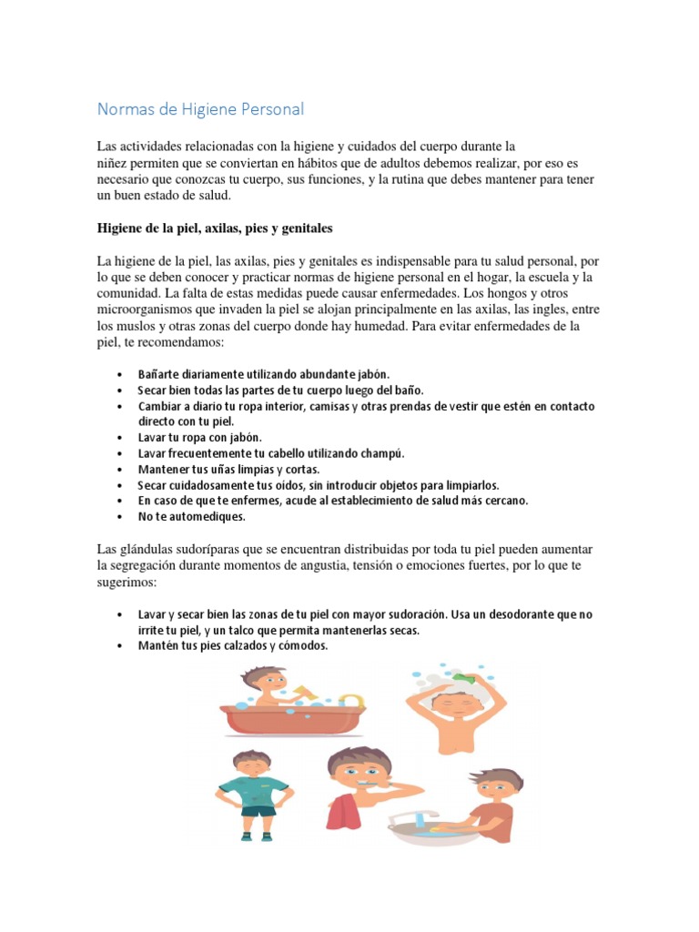 Normas de Higiene Personal | PDF | Gota | Alimentos