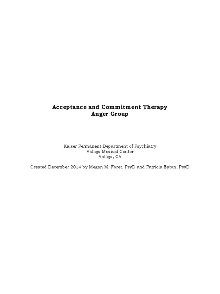 ACT For Anger Group FINAL | PDF | Anger | Mindfulness