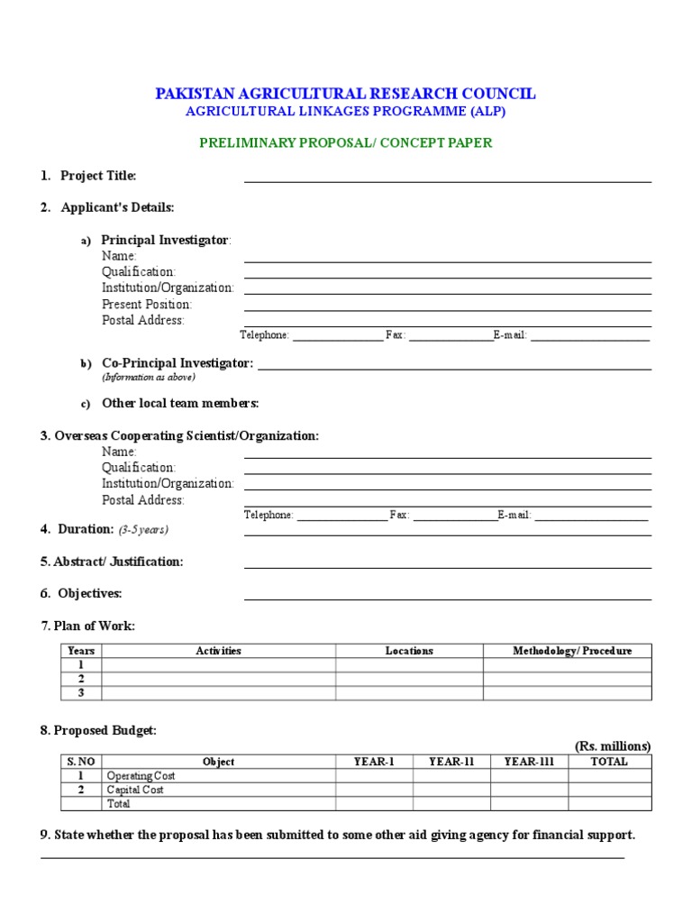 ALP Concept Paper Proforma | PDF | Evaluation | Business