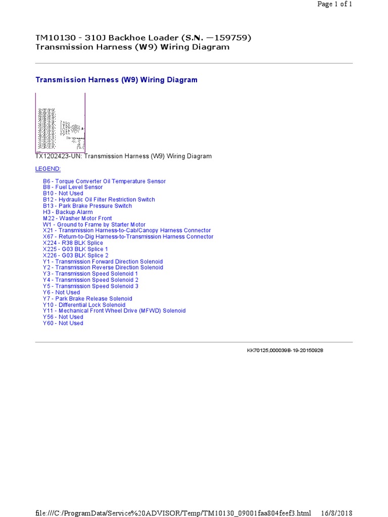 TX1202423-UN: Transmission Harness (W9) Wiring Diagram | PDF