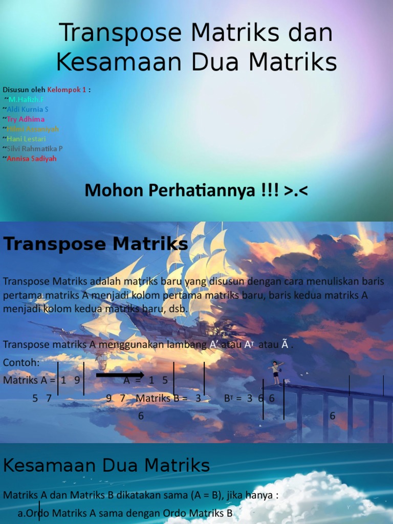 Soal Transpose dan Kesamaan Matriks | PDF