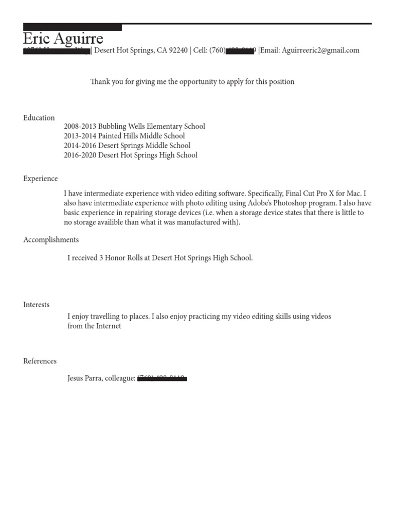 My Resume Censored | PDF